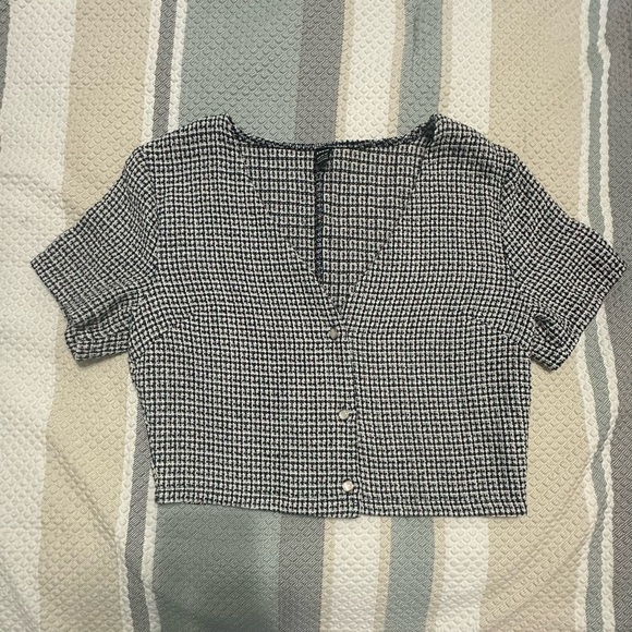 SHEIN | Tops | Shein Black And White Checkered Crop Top | Poshmark